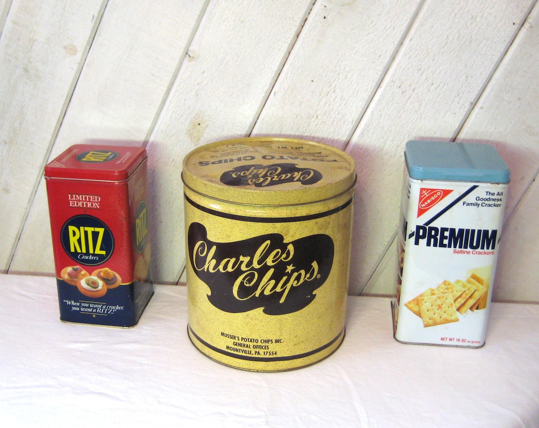 Vintage Cracker Potato Chip Tins, Ritz Nabisco Saltines, Large Charles ...
