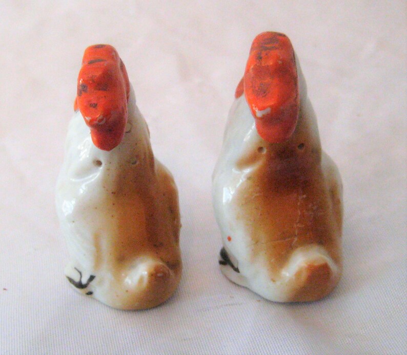 Miniature Rooster Salt and Pepper Shakers Orange Brown White | Etsy