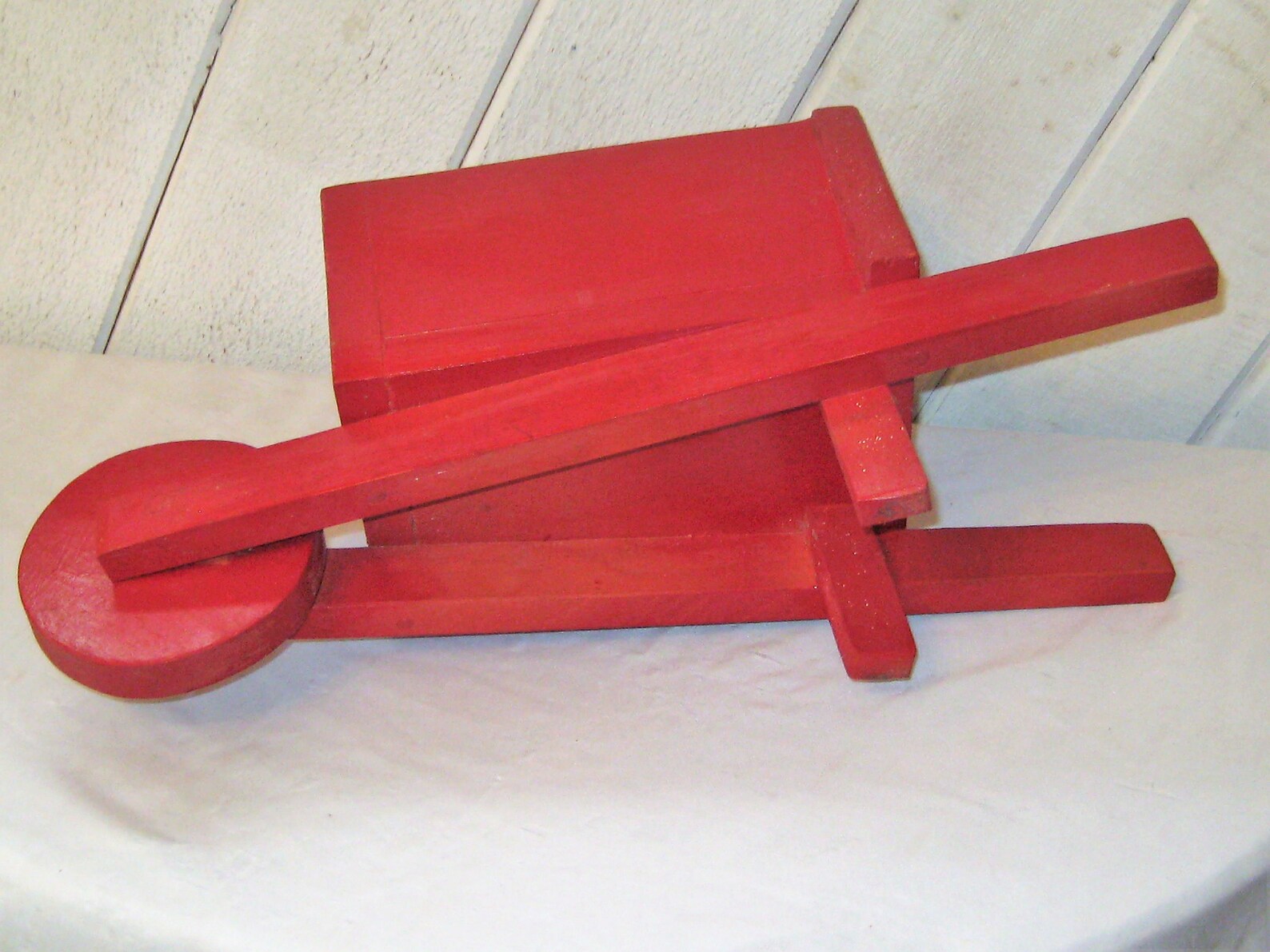 Small Red Wood Wheel Barrel Outdoor Planter Porch Decor | Etsy