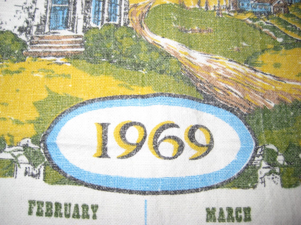 Vintage 1969 Wall Calendar Towel, Two Available, White Church in Winter ...