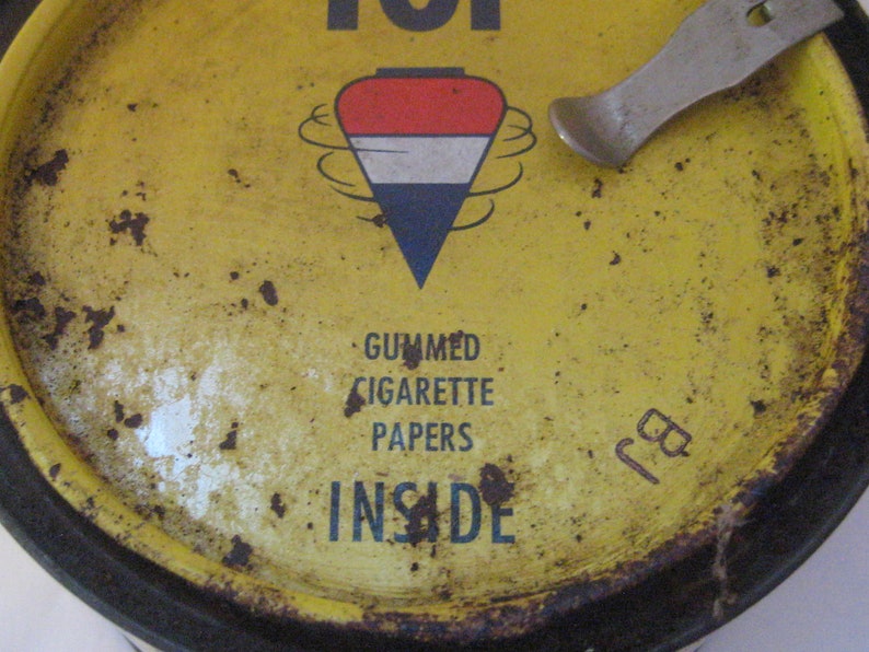 Antique Empty Cigarette Tobacco Tin, Round Metal Top Box, Rusty Metal ...