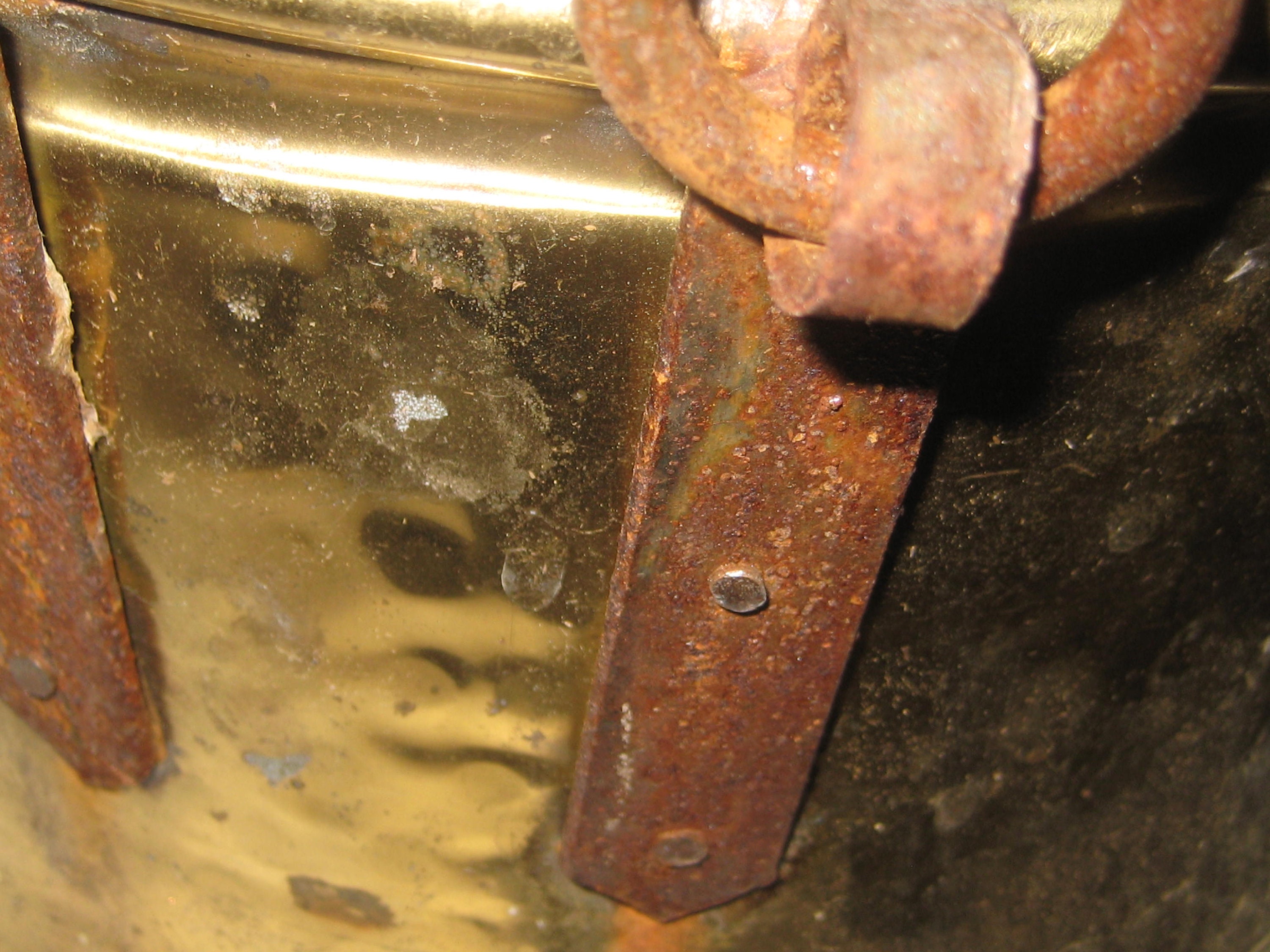 Decorative Brass Indoor Planter, Rusty Handles, Hammered Brass ...