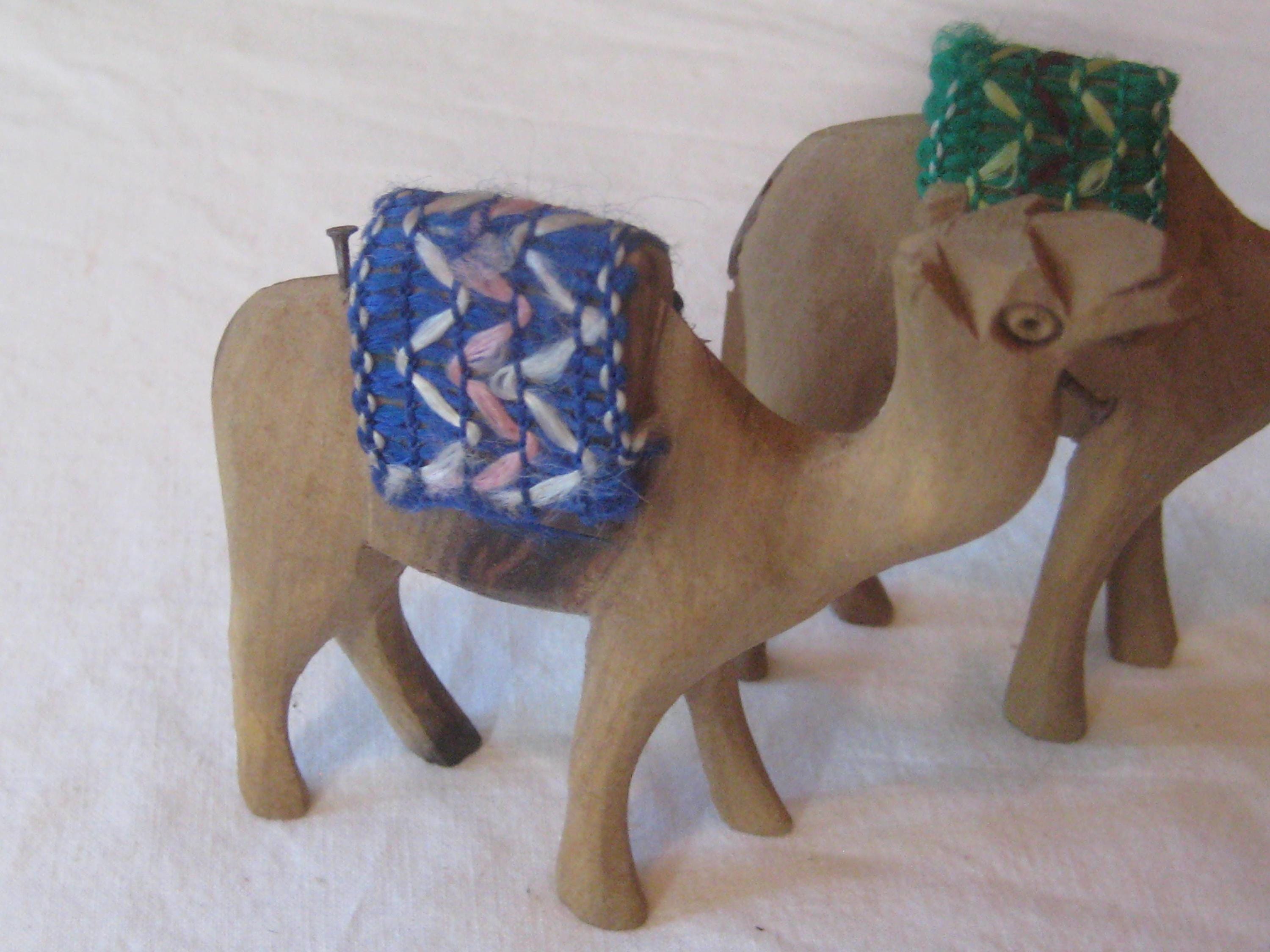 Antique Hand Carved Camels, Middle Eastern Worm Wood, Set of 4, Wooden ...