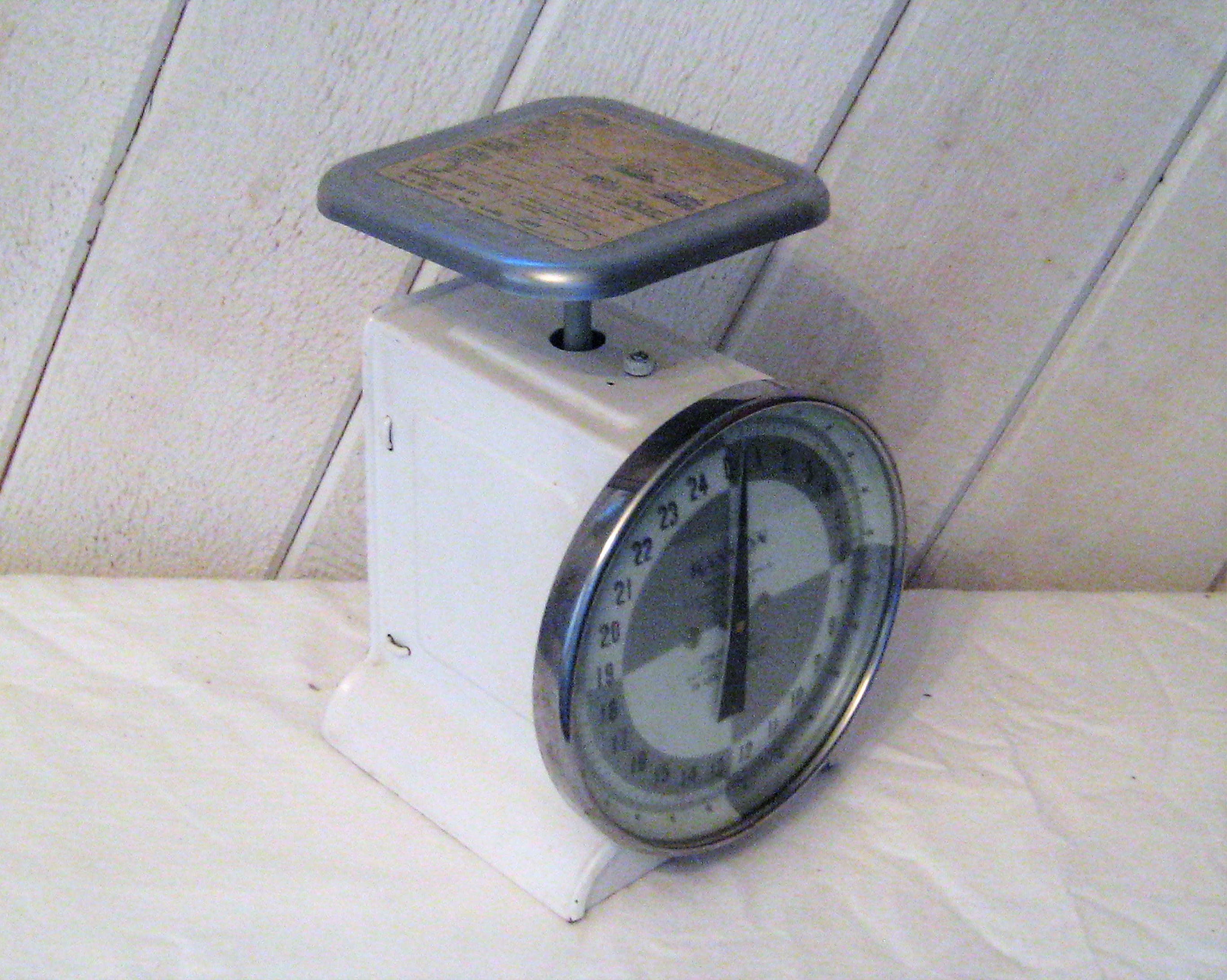 Vintage Kitchen Food Scale, 50s 60s Scales, Hanson Scale, White Chrome ...