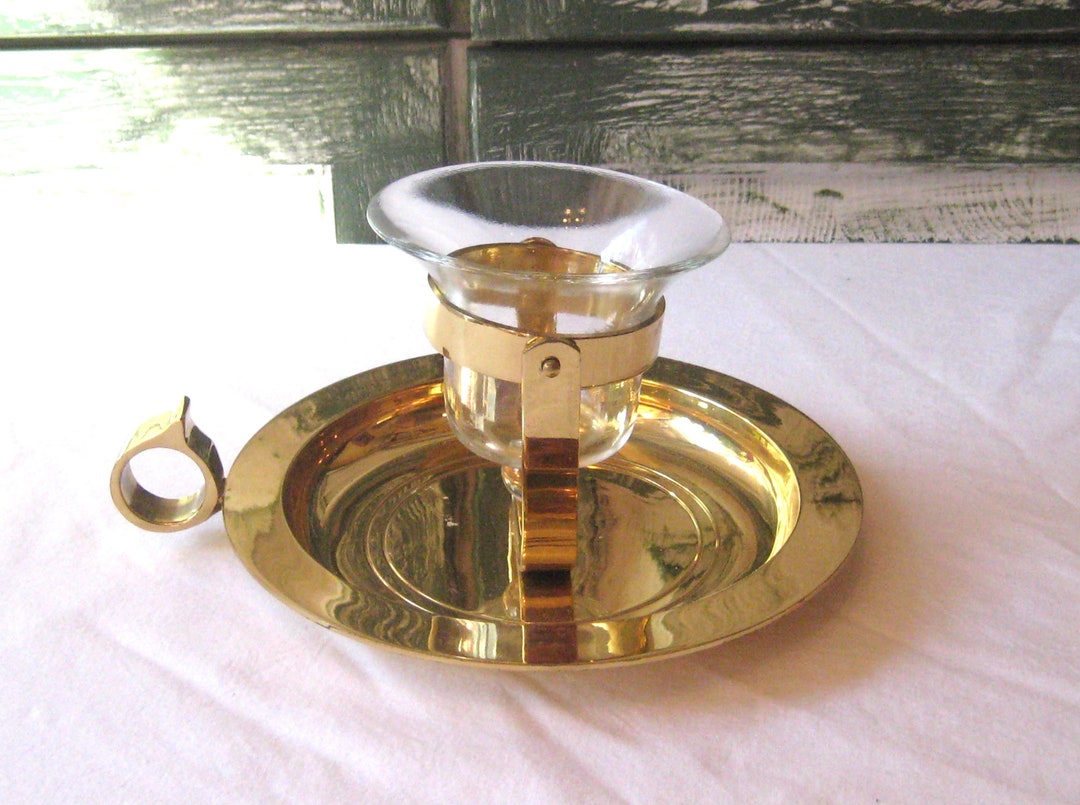 Vintage Brass Votive Candleholder, Clear Glass Receptacle, Partylite ...