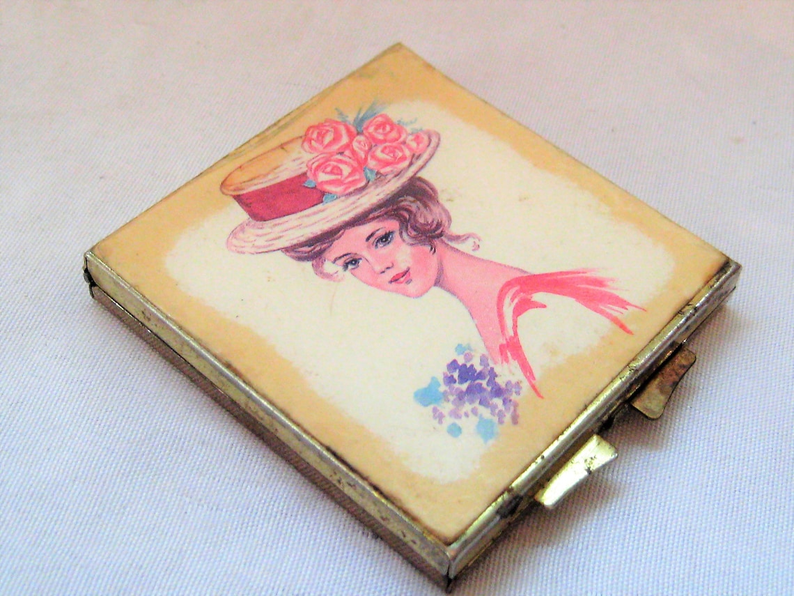 Antique Pill Box Portrait Box Brass Metal Box Hinged Lid - Etsy