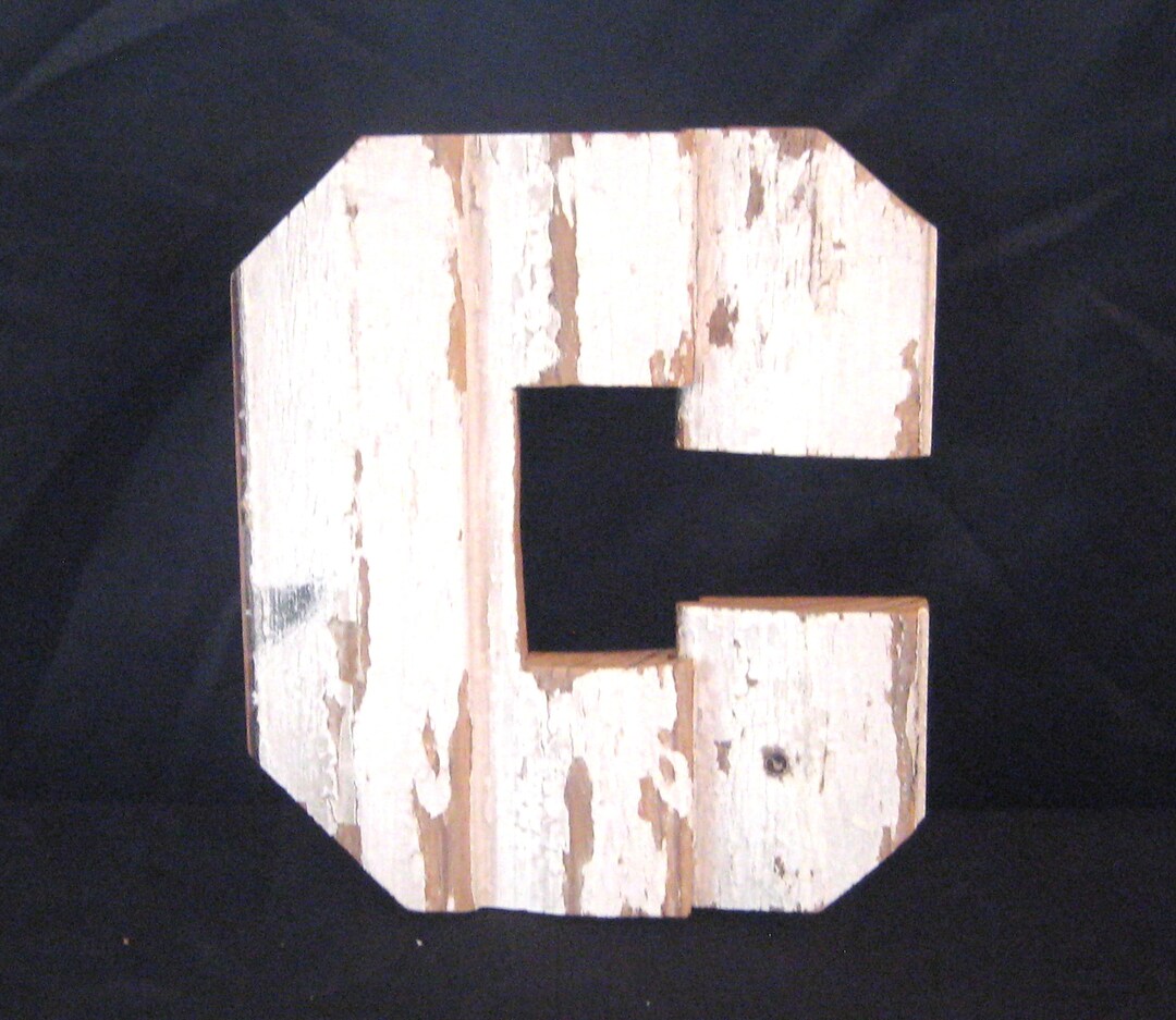 Vintage Wood Letter C, White Rustic Distressed Wooden 3D Monogram C ...