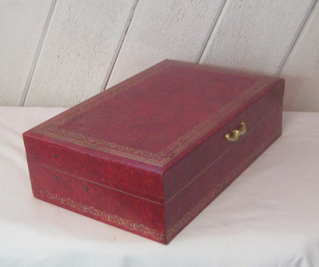 Vintage Cranberry Red Baroque Jewelry Box, Gold Accent Two Tiered ...