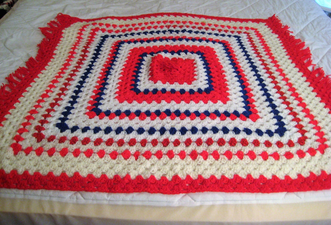 Vintage Handmade Afghan, Lap Cover, Lap Throw, Summer Blanket, 51 X 53 ...