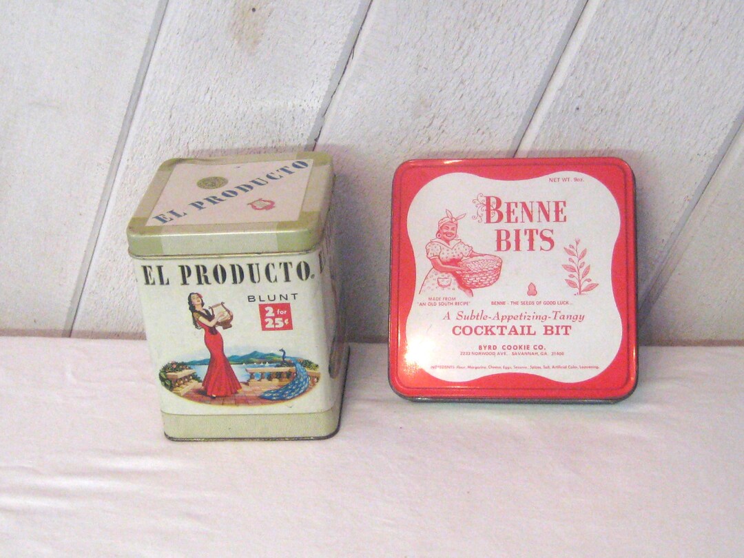 Vintage Tin Box, Empty Metal El Producto Cigar Box, Red Benne Bits Made ...