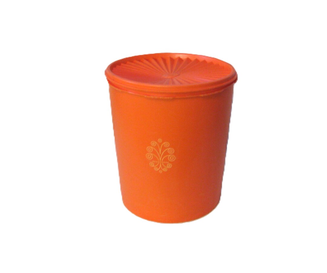 Vintage Large Orange Tupperware Cannister 9.5 Inch, 1970s, Ribbed Lid ...