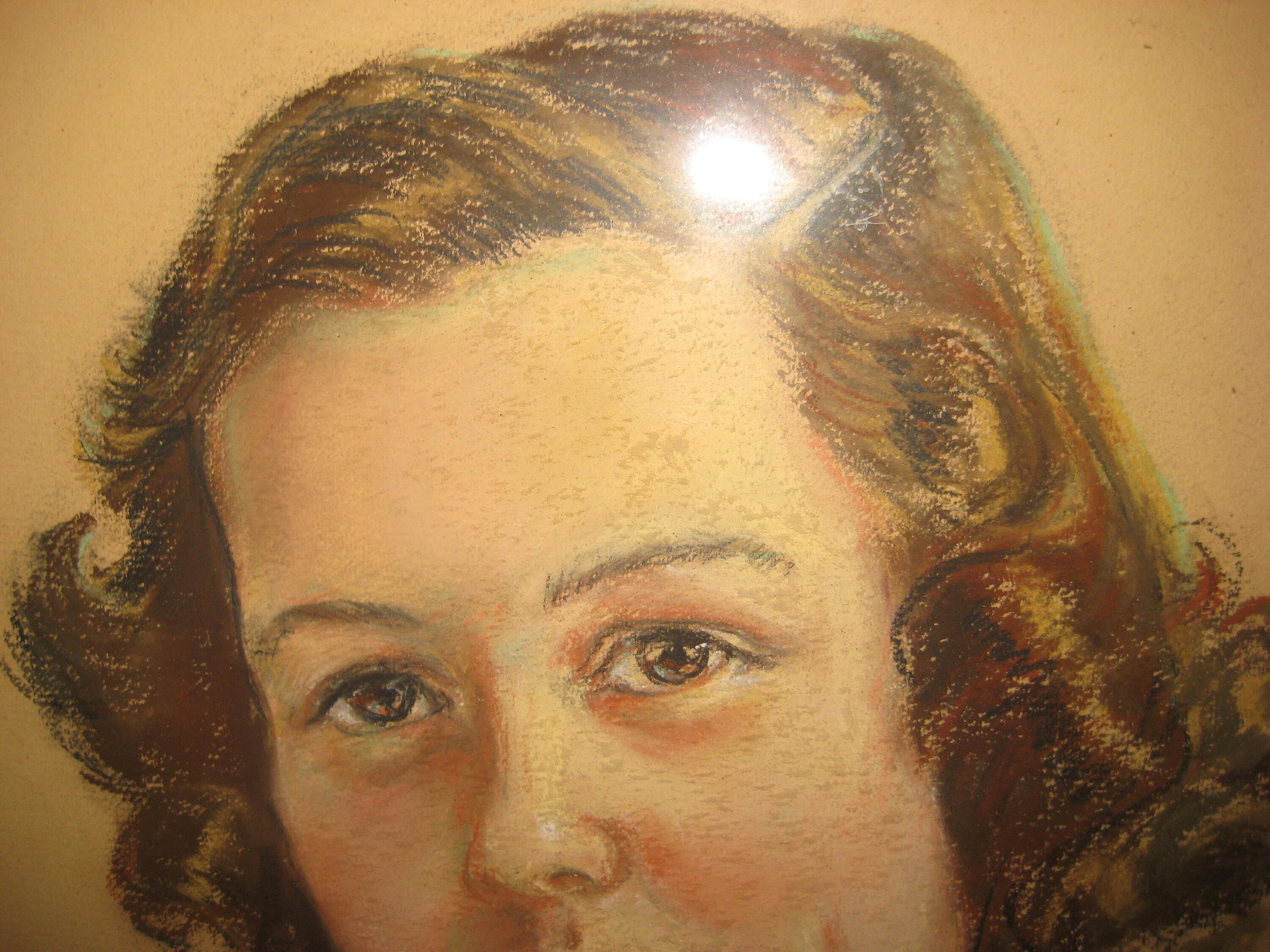 Orpha Klinker Pastel Portrait Painting, Vintage Framed Picture of Young ...