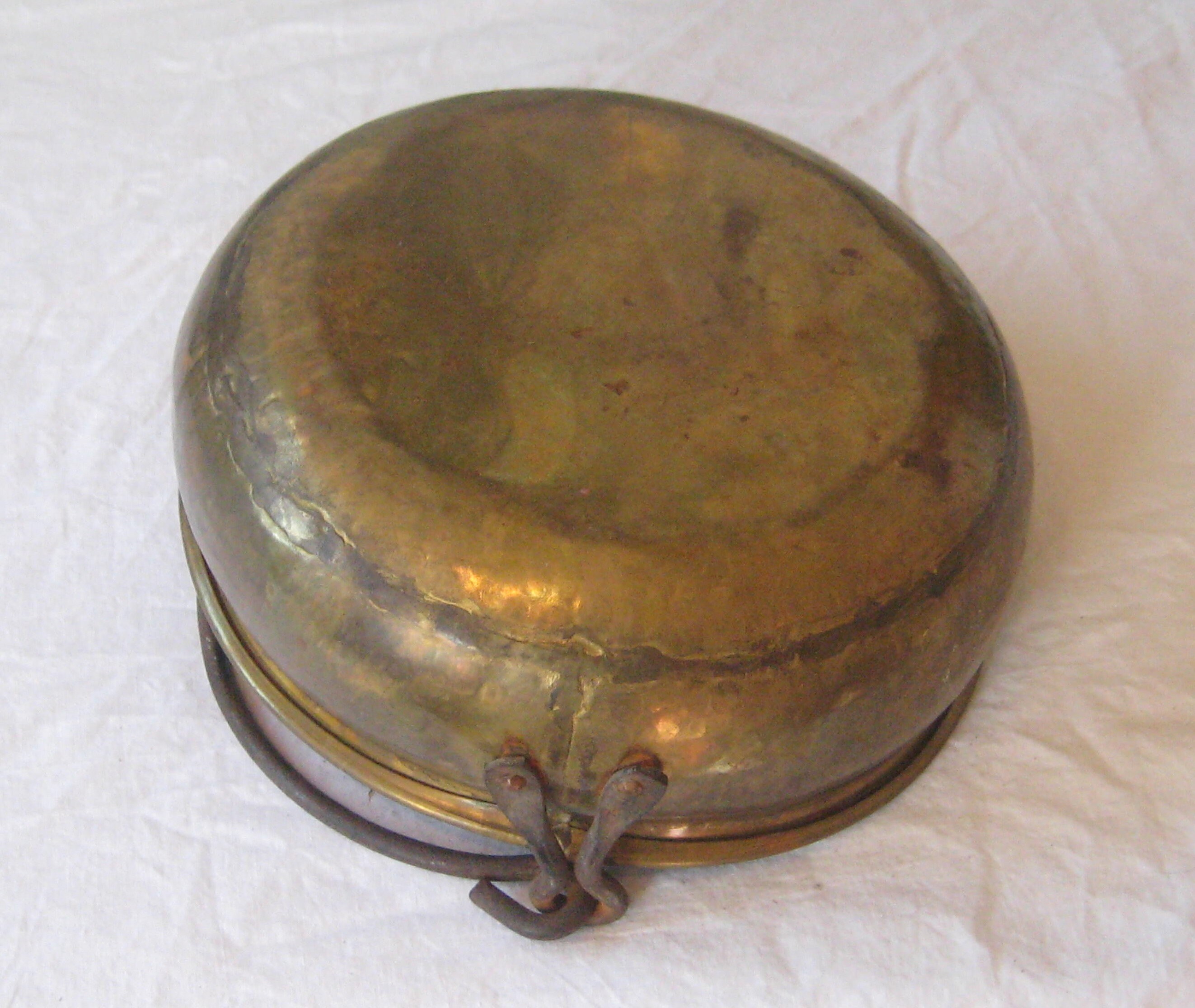 Antique Hammered Brass Indoor Planter, Metal Pot With Folding Center ...