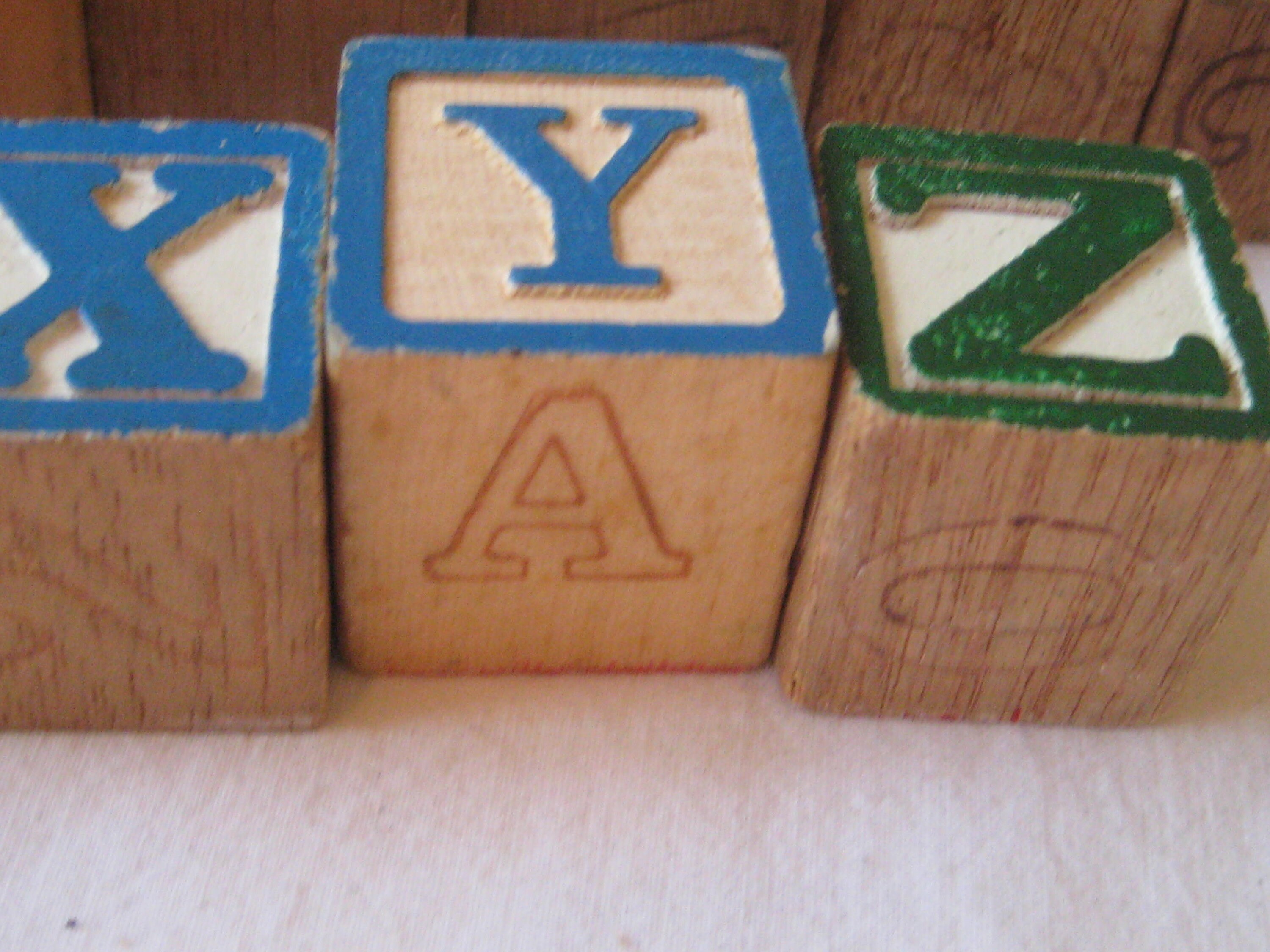 Antique Large Collection of Wood Letter Blocks, Alphabet Numbers ...