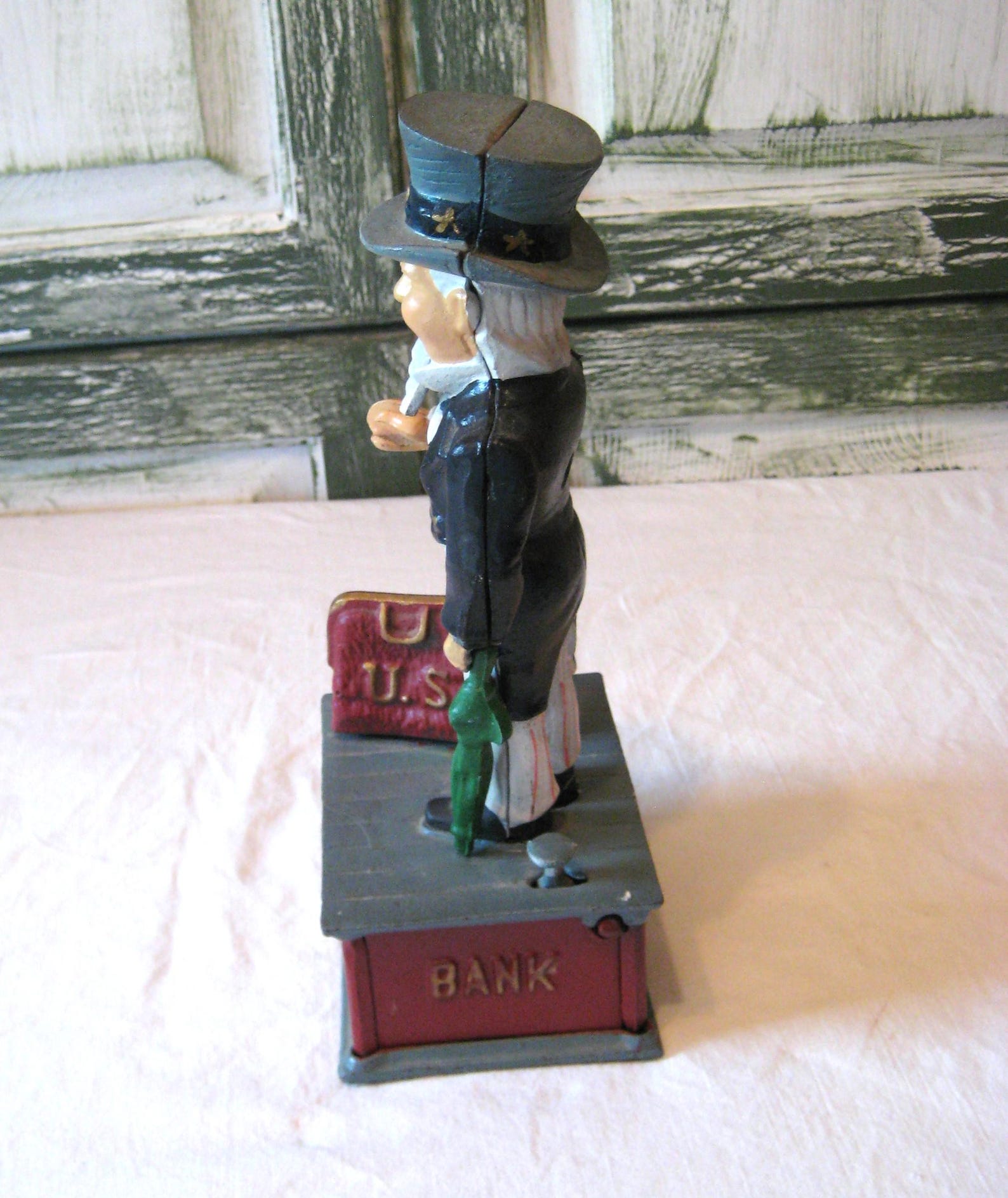 Vintage Cast Iron, Uncle Sam Piggy Bank, Antique Reproduction Heavy ...