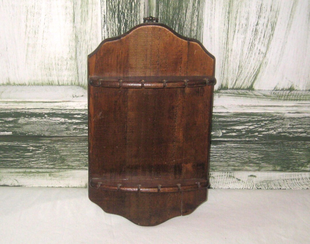 Vintage Wooden Souvenir Teaspoon Hanger, Brown Wood Spoon Rack, Two ...