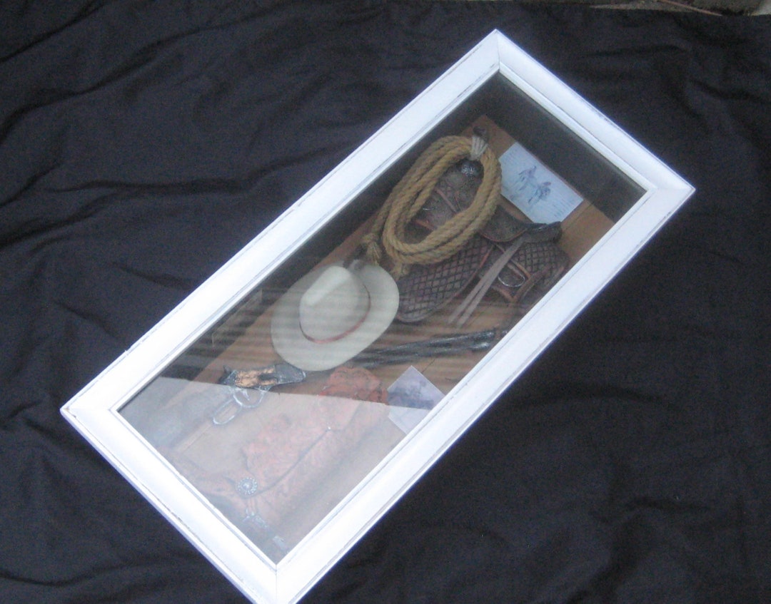 Vintage Western Shadow Box, Wall Hanging Decor, Saddle Rope Cowboy ...