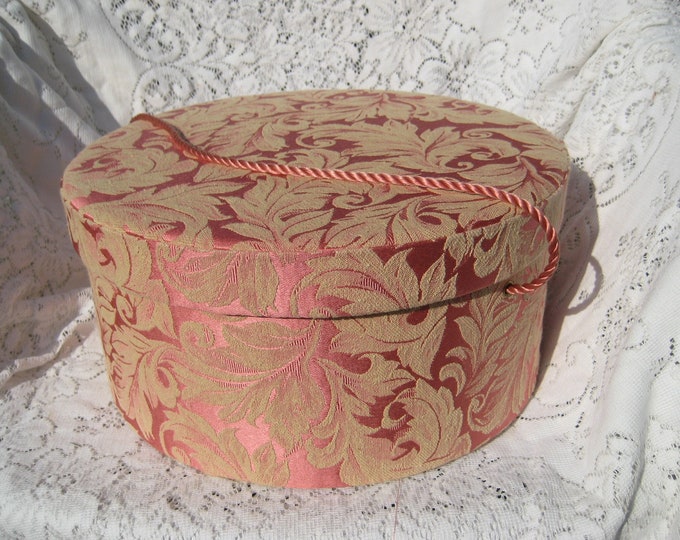 Vintage Hat Box, Large Cloth Padded Damask Covered - Etsy