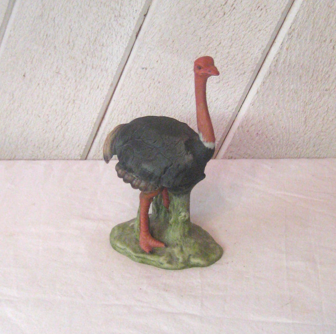 Vintage Ceramic Ostrich Figurine, Porcelain Large Bird Statue, Gray ...
