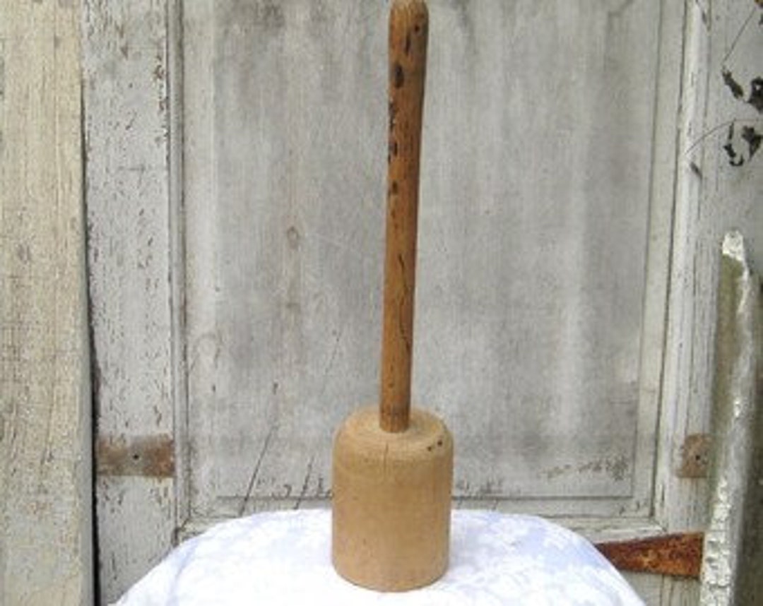 Antique Wood Mallet, Beige Blond Worn Wooden Mallet Long Handle, Rustic ...