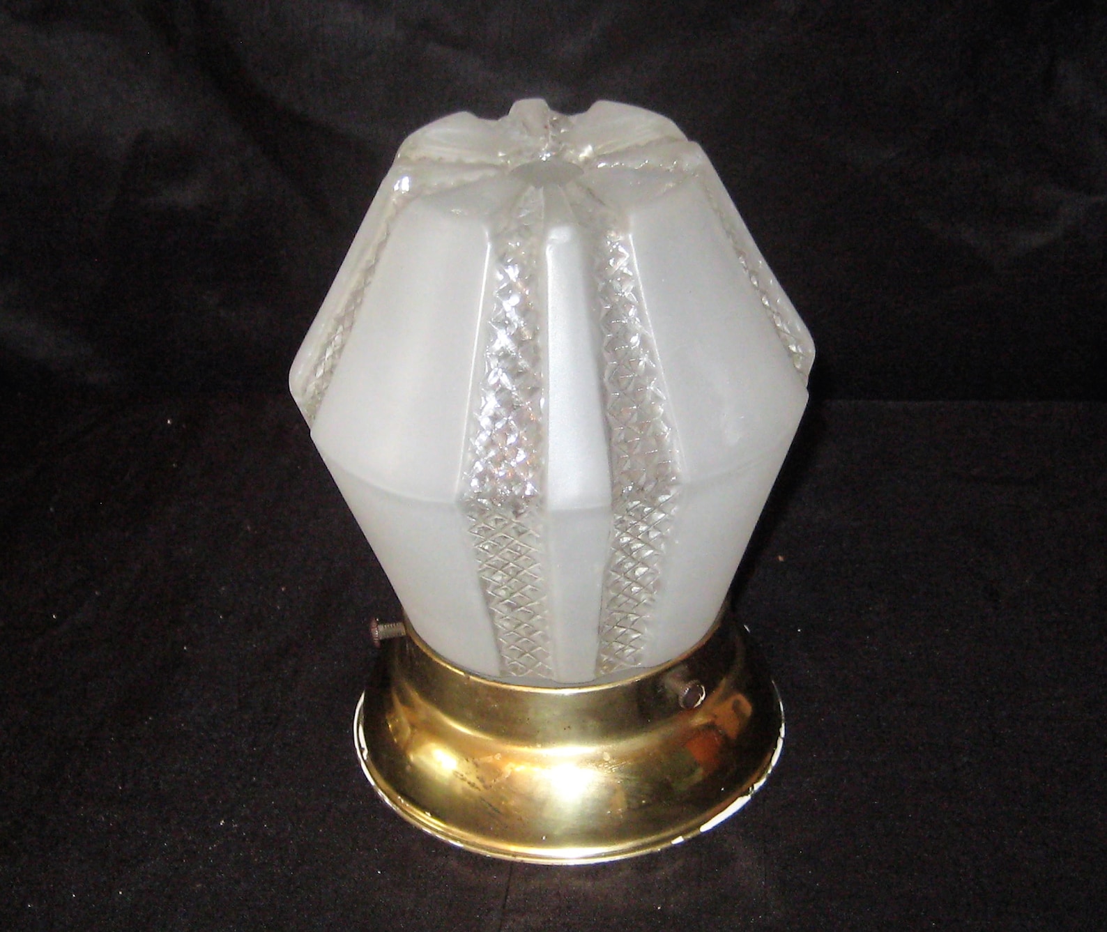 Vintage MCM Ceiling Light Pendent, Frosted Glass Globe, Brass Base, Mid ...