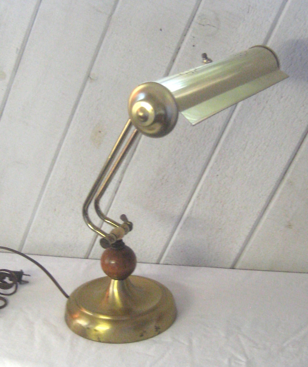 Vintage Brass Table Lamp, Task Lighting, Tube Light Bulb, Mid Century ...