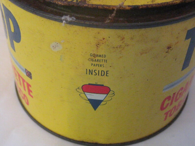 Antique Empty Cigarette Tobacco Tin, Round Metal Top Box, Rusty Metal ...
