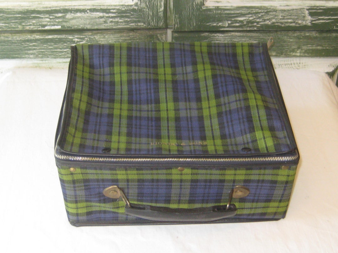 Vintage Tartan Plaid Suitcase, Small Luggage Carry on Overnight Bag ...