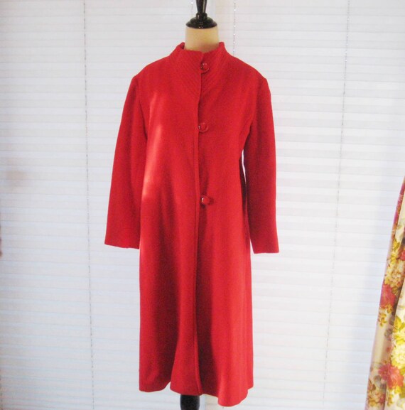 Red wool swing coat, 50s 60s coat, size medium to lar… - Gem