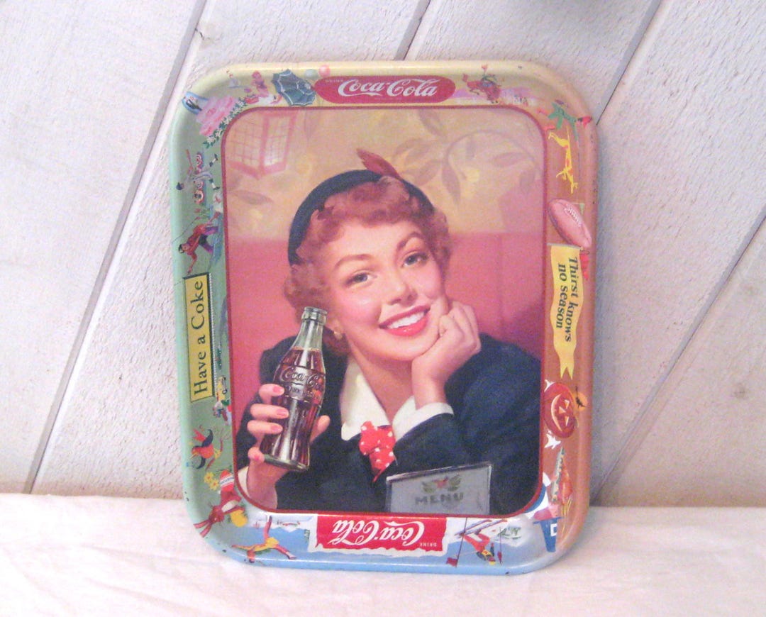 Vintage Coca-cola Tray, Decorative Metal Coke Tray, Menu Girl Pretty ...
