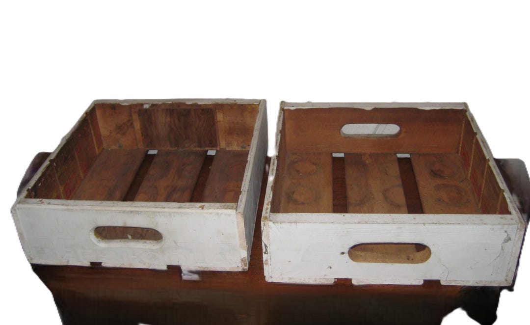 Antique Brown Wood Pepsi Cola Crate, Wooden Soda Pop Box, Painted White ...