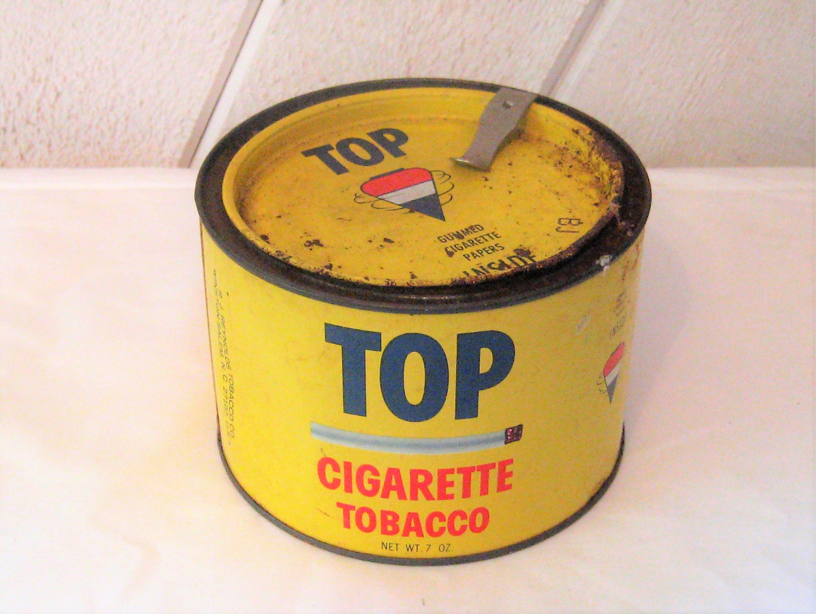 Antique Empty Cigarette Tobacco Tin, Round Metal Top Box, Rusty Metal ...