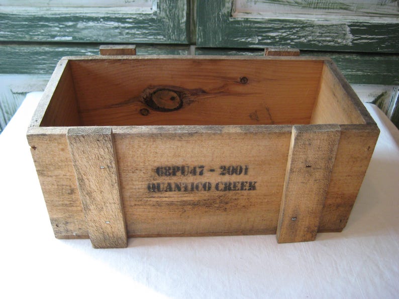 Vintage Raw Wood Box, Beige Wooden Bin, Quantico Creek, 80s 90s Rustic ...