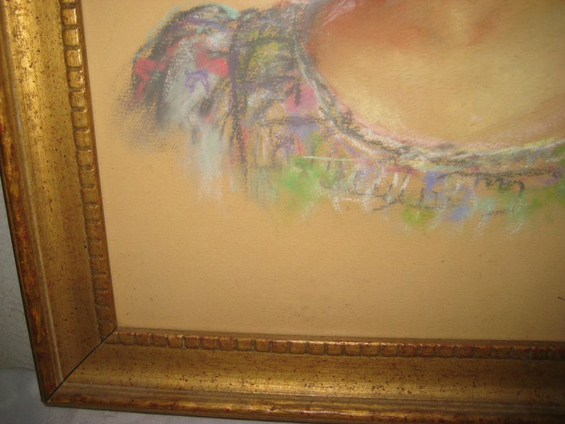 Orpha Klinker Pastel Portrait Painting, Vintage Framed Picture of Young ...