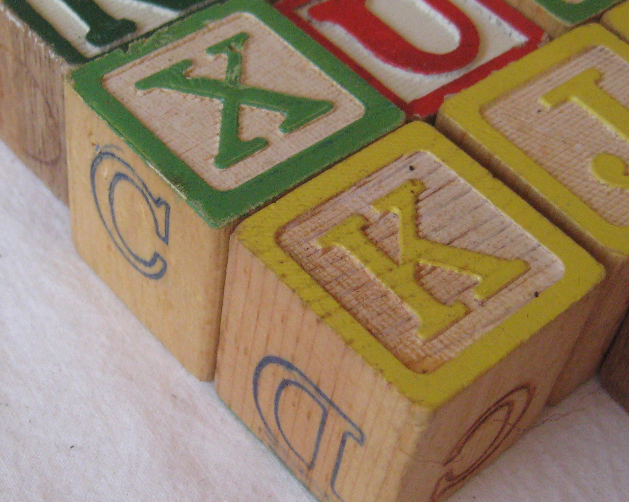 Antique Large Collection of Wood Letter Blocks, Alphabet Numbers ...