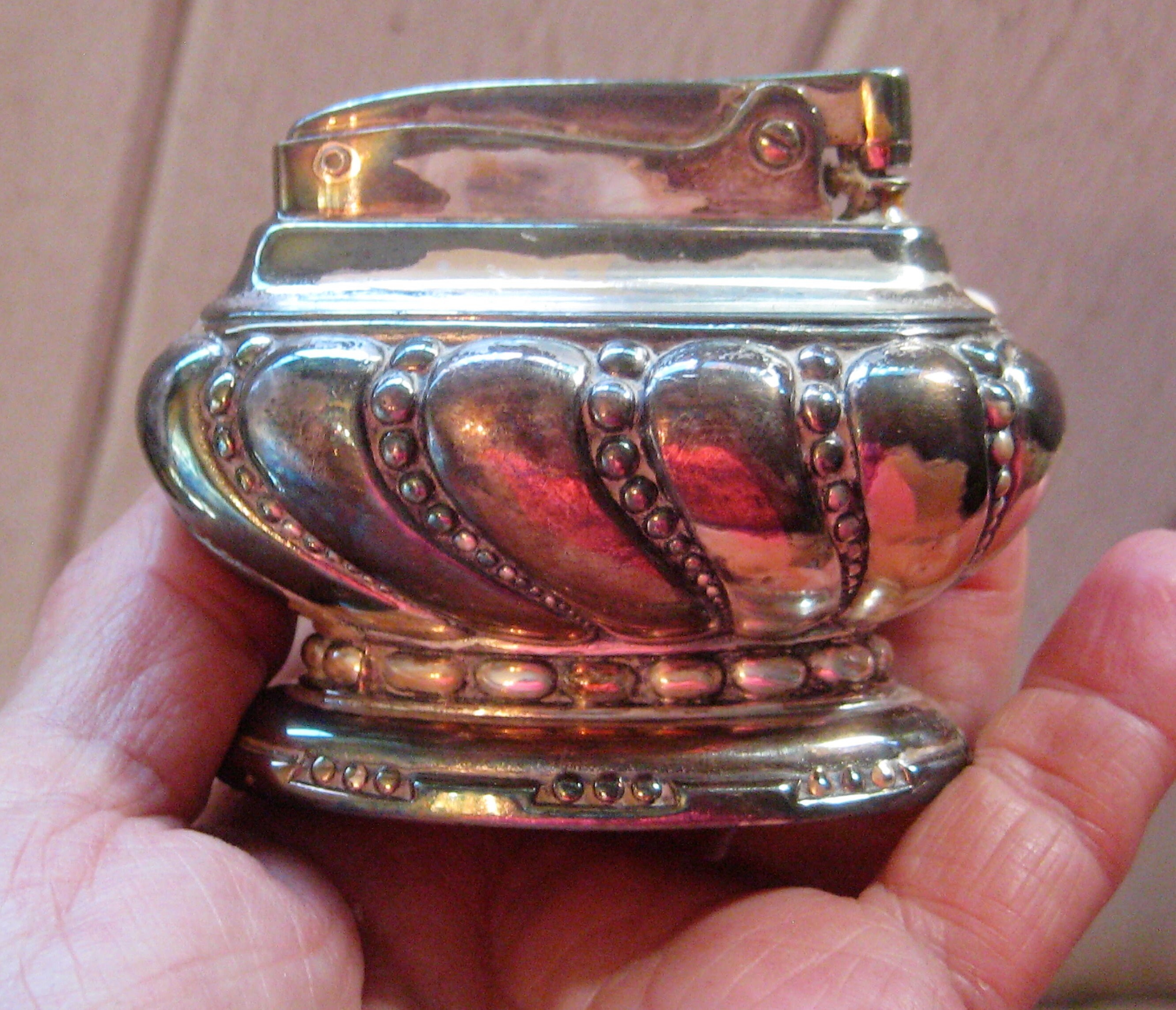 Silverplate table lighter Crown tarnished silver mid century | Etsy