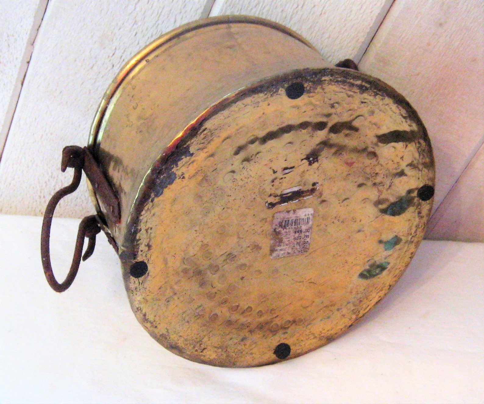 Decorative Brass Indoor Planter, Rusty Handles, Hammered Brass ...