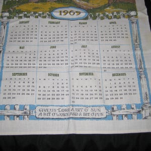 Vintage 1969 Wall Calendar Towel, Two Available, White Church in Winter ...