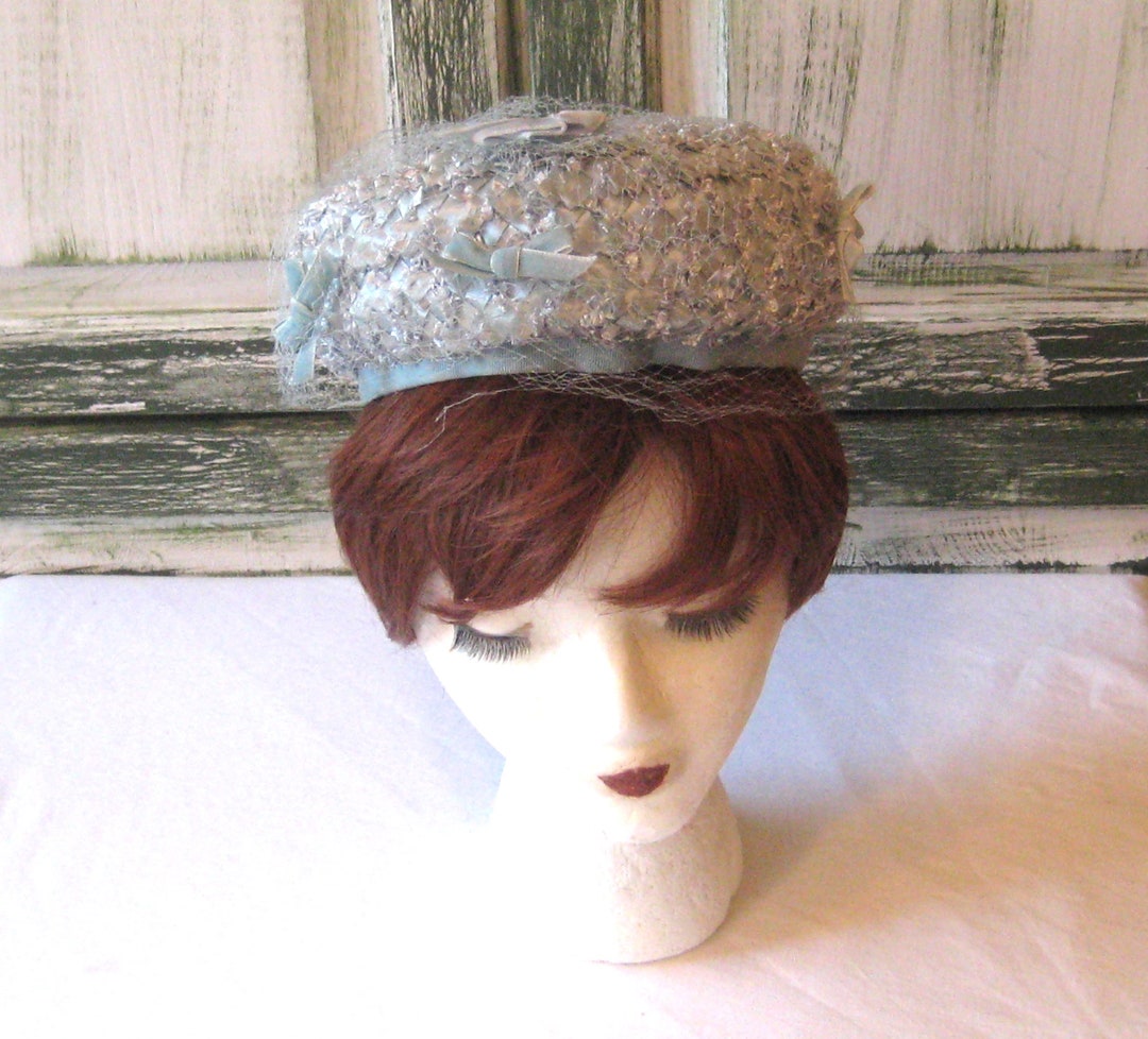Vintage Pale Blue Pillbox Hat, Finley New York, Mid Century 50s 60s ...