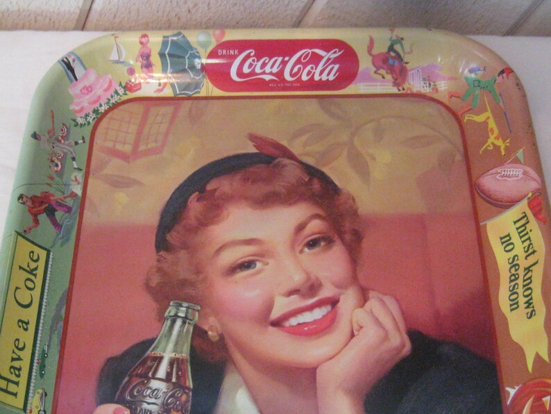 Vintage Coca-cola Tray, Decorative Metal Coke Tray, Menu Girl Pretty ...