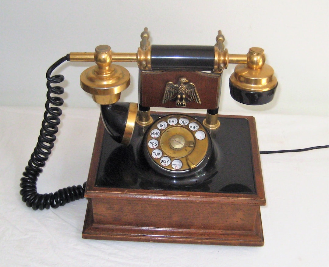 Antique Reproduction Desk Telephone, Handset Rotary Dial, Mid Century ...
