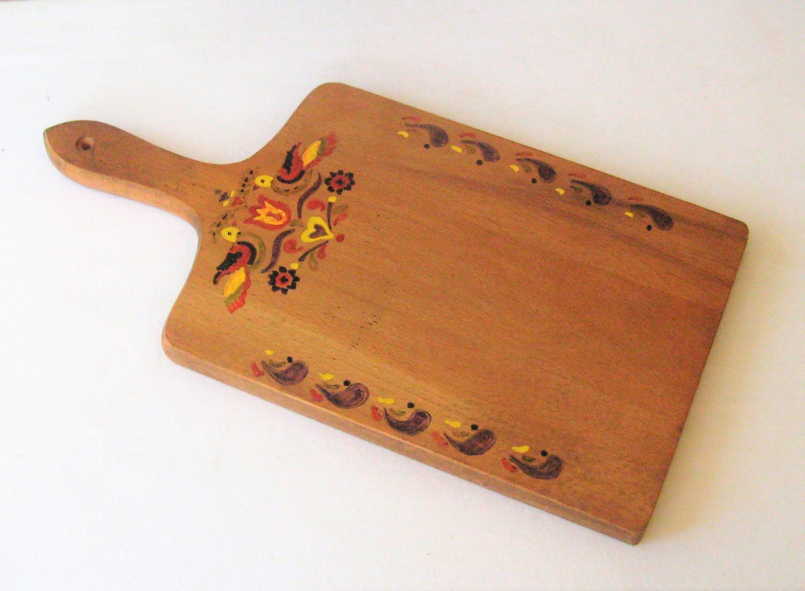 Vintage Wood Cutting Board Folk Art Hand Painted Birch Wood - Etsy