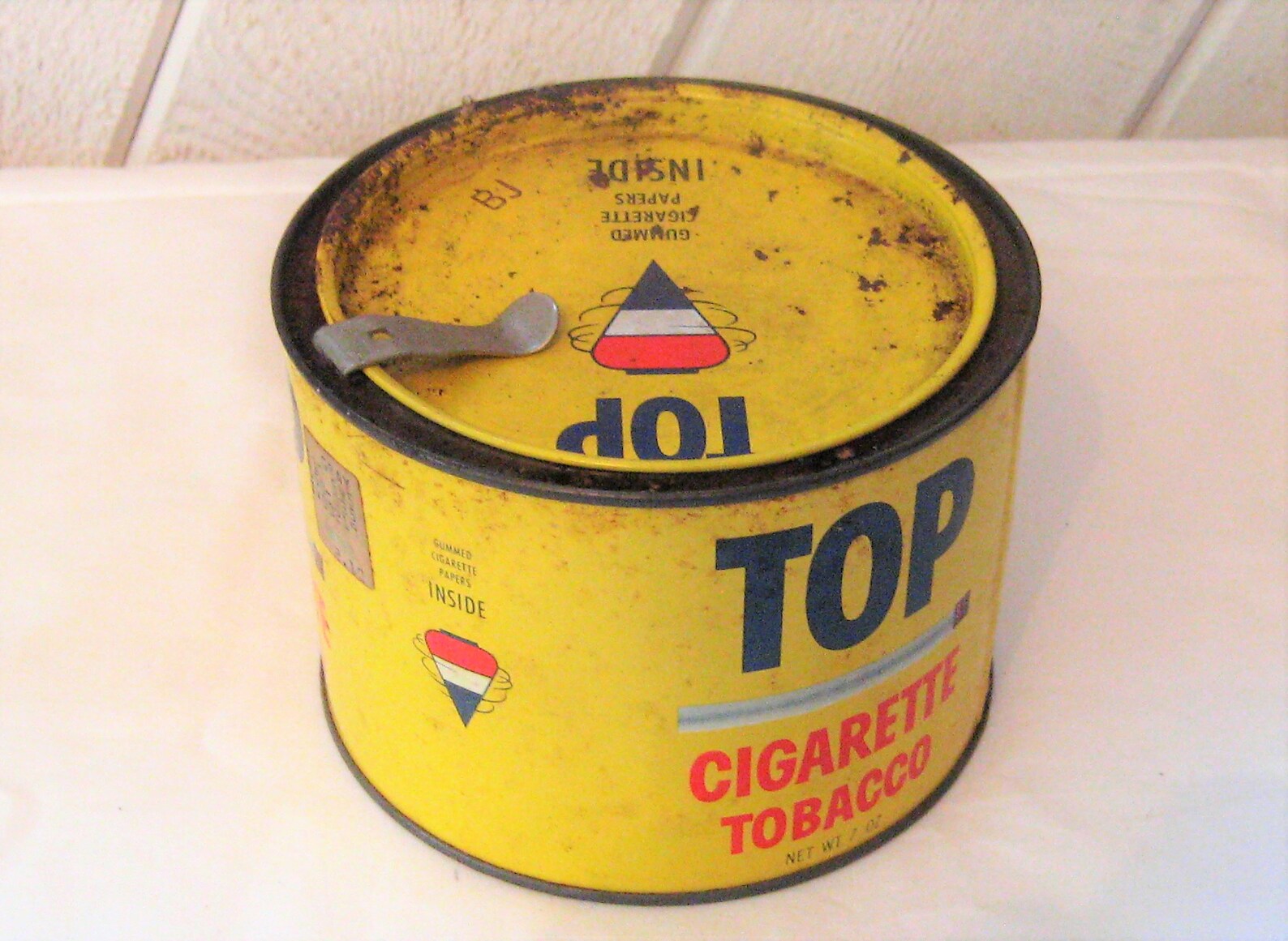 Antique Empty Cigarette Tobacco Tin, Round Metal Top Box, Rusty Metal ...