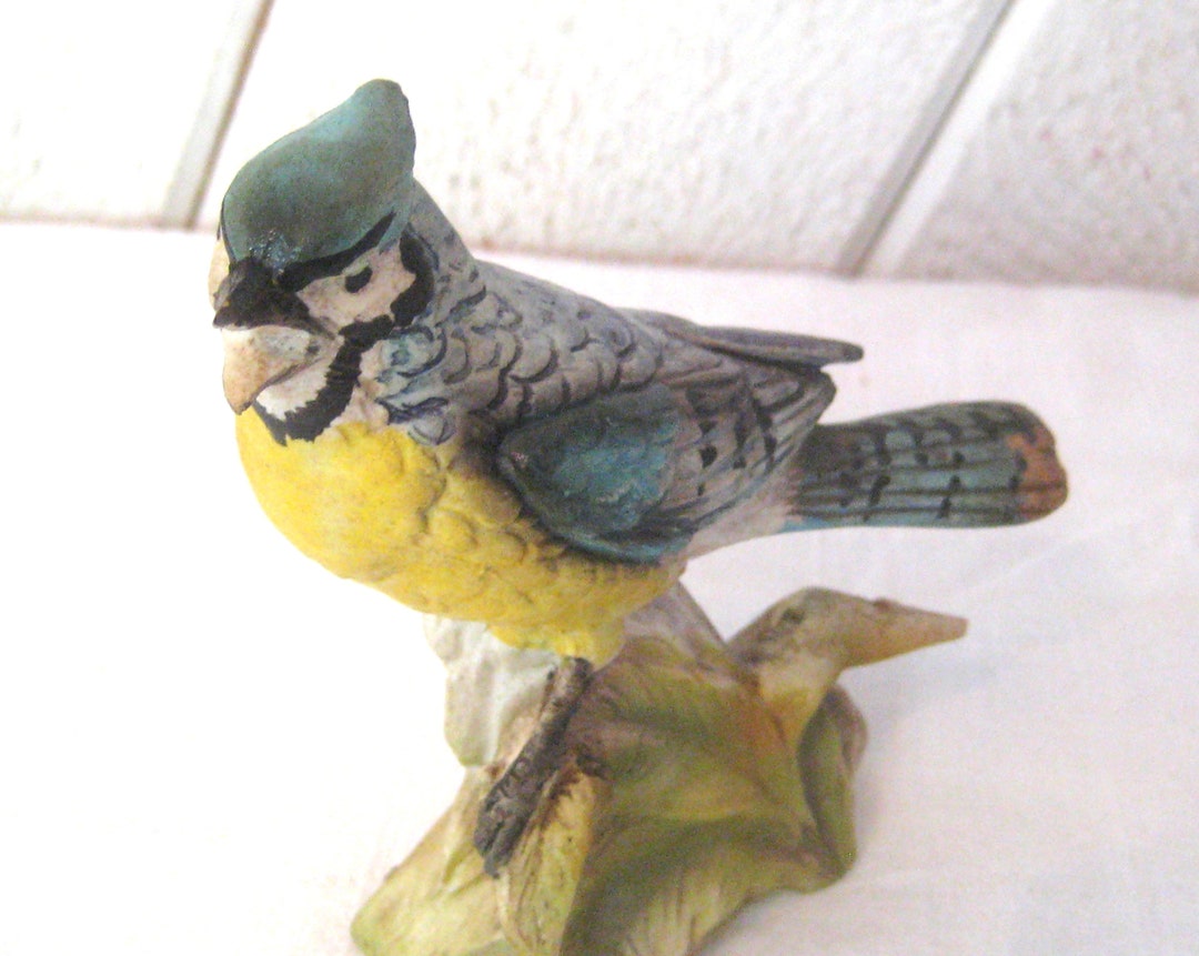 Antique Ceramic Blue Jay Figurine, Rustic Blue Bird Statue, Mid Century ...