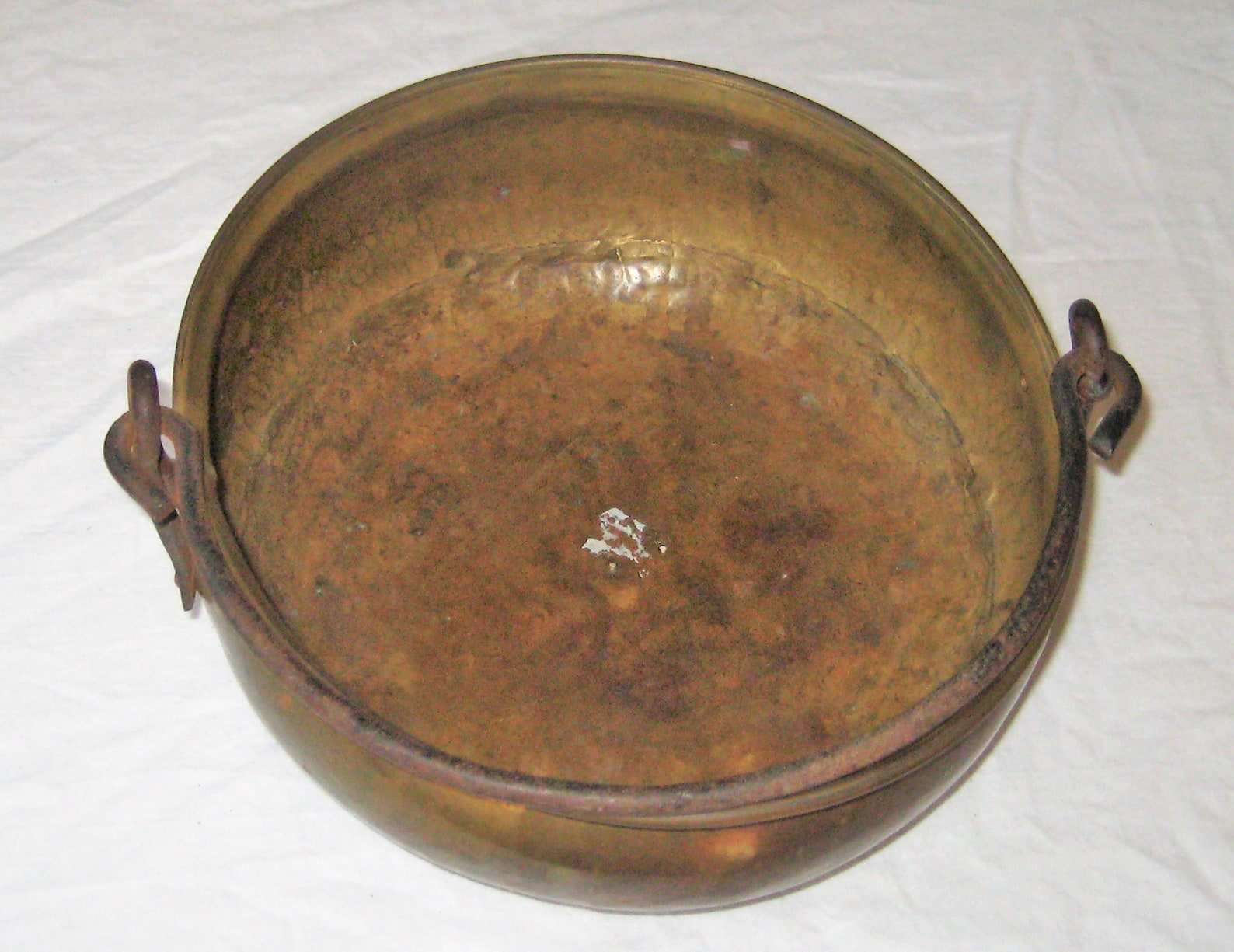 Antique Hammered Brass Indoor Planter, Metal Pot With Folding Center ...