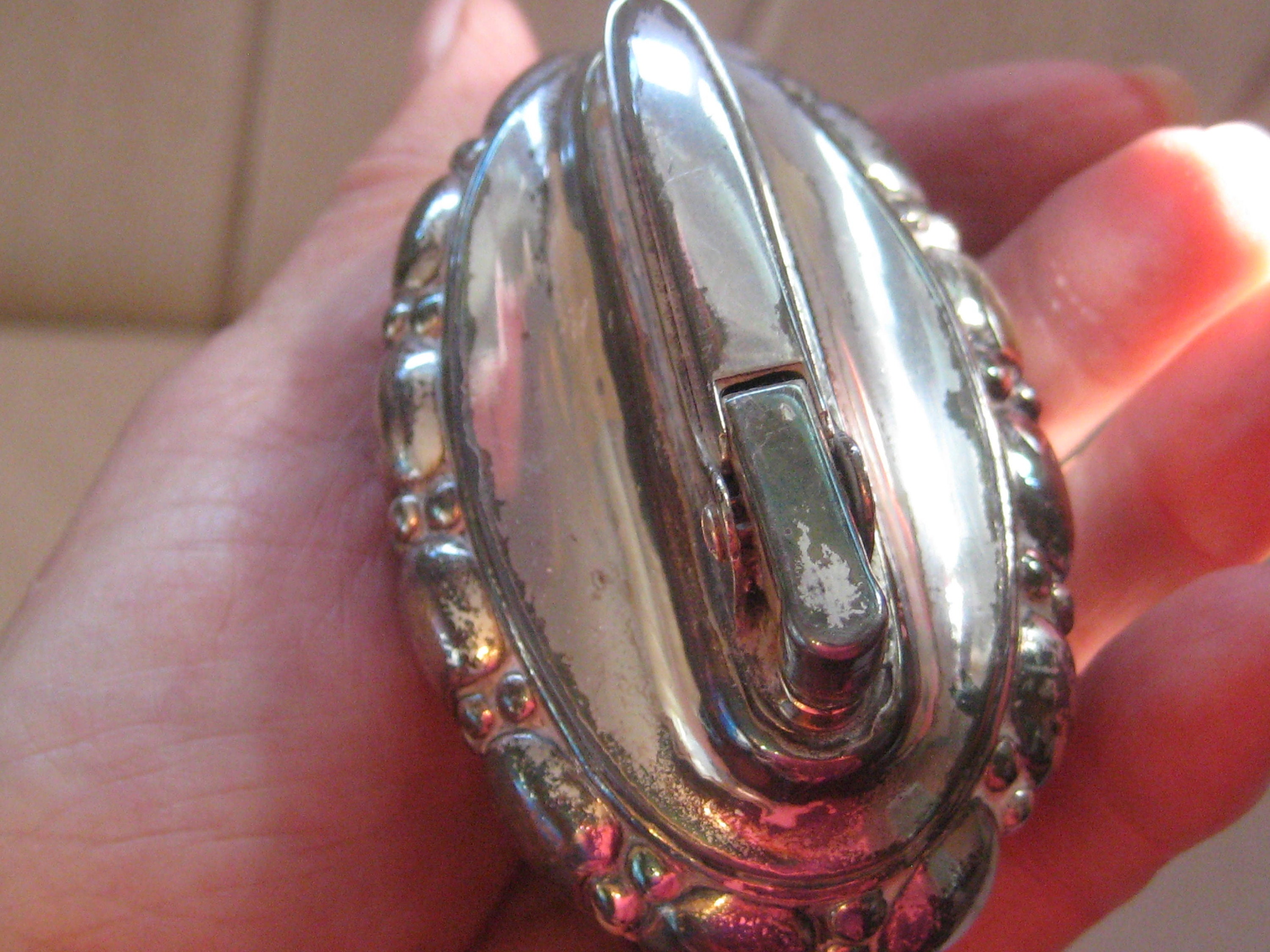 Silverplate Table Lighter, Crown, Tarnished Silver Mid Century Lighter ...