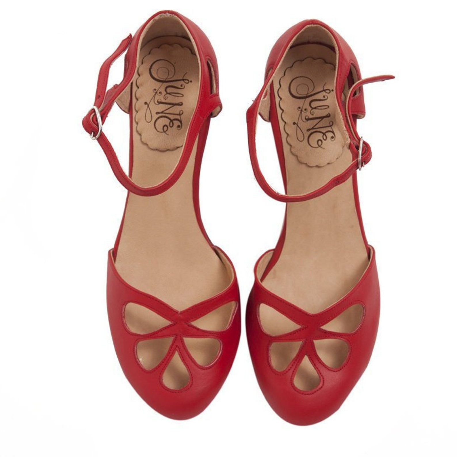 Cherry Pie Handmade Mary Jane Red Leather Woman Shoes in - Etsy