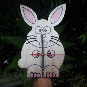 Bunny Clock Made With Recycled Wood, Easter Gift, Rabbit Wall Clock - Etsy