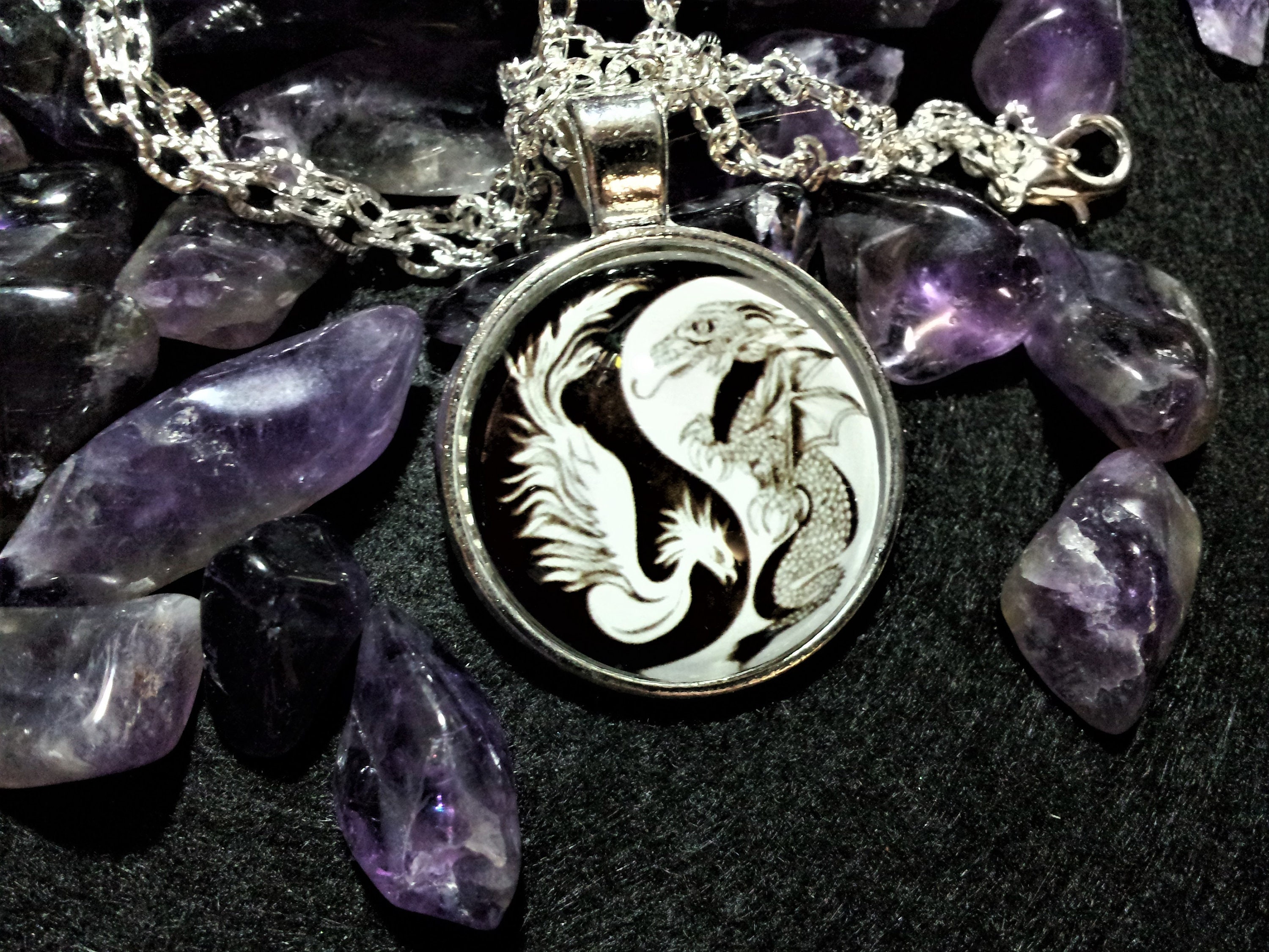 Dragon and Phoenix Necklace Mythological Jewelry Jewelry | Etsy Canada