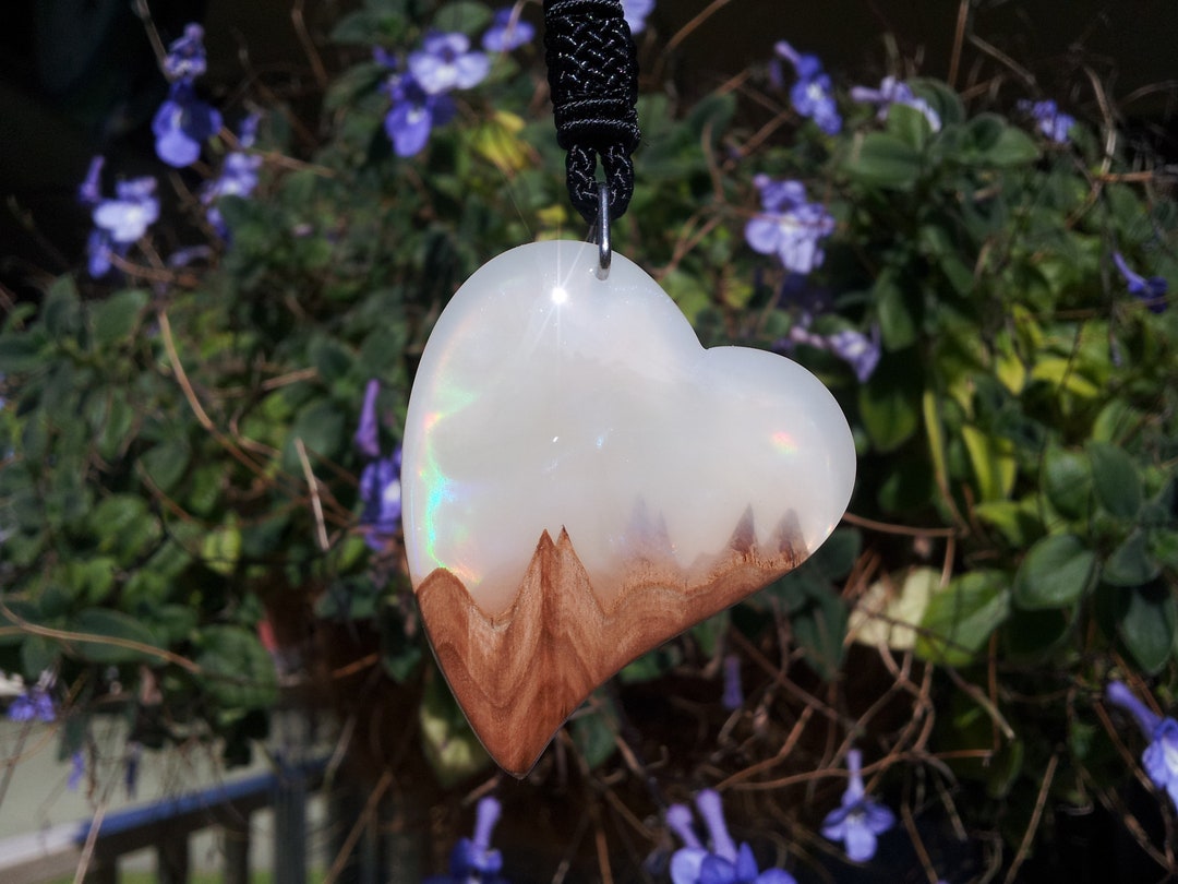 Burl Wood Heart Necklace, Recycled Burl Wood and Resin Jewelry ...